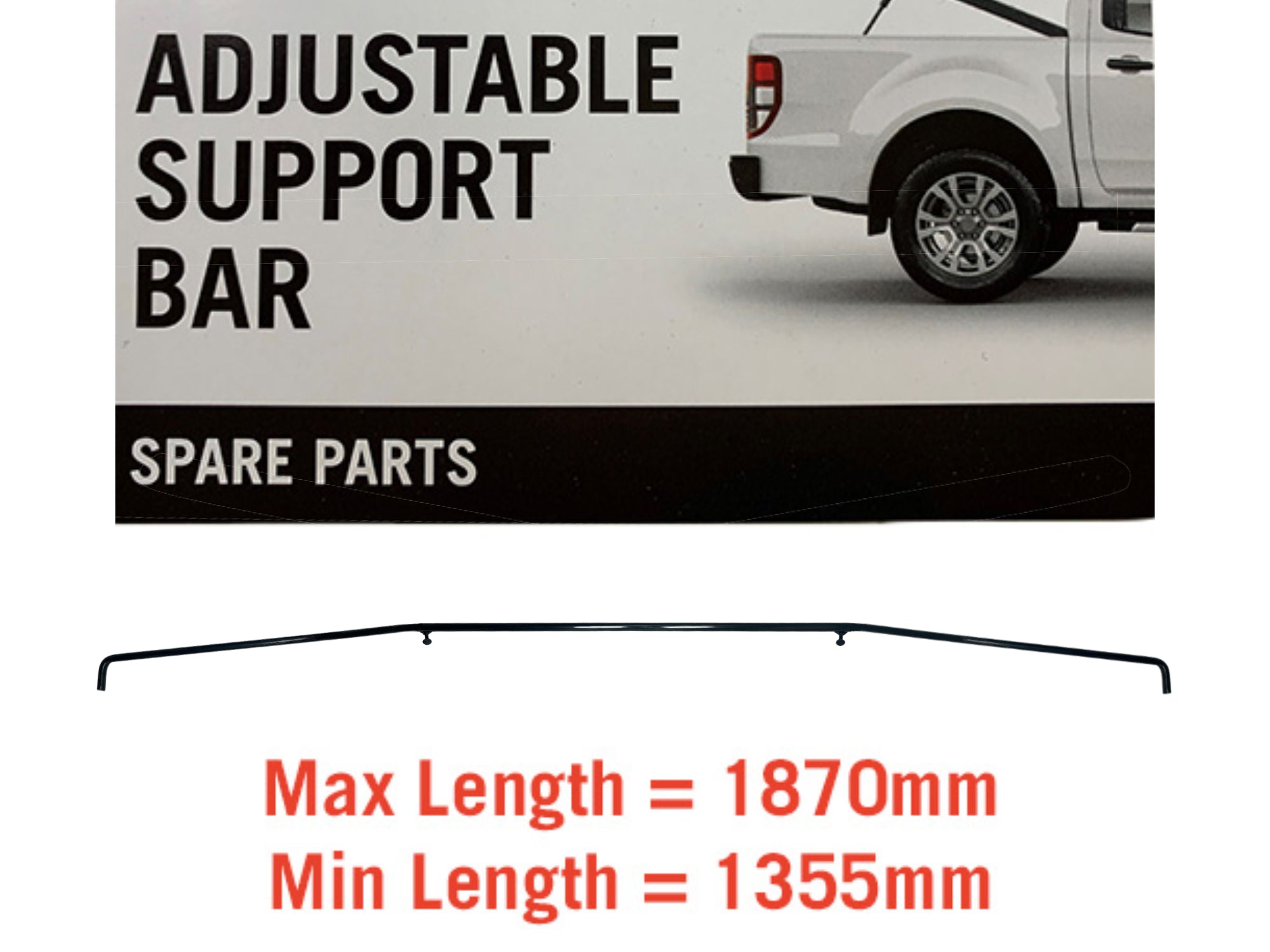 Adjustable Tonneau Support Bar for Ute Tubs Trays and Trailers 9mm Dia ...